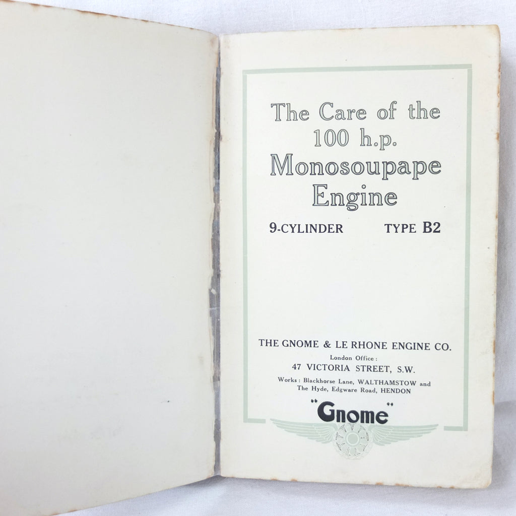 Gnome Mono (1916) | WW1 Royal Flying Corps Engine Manual – Compass Library