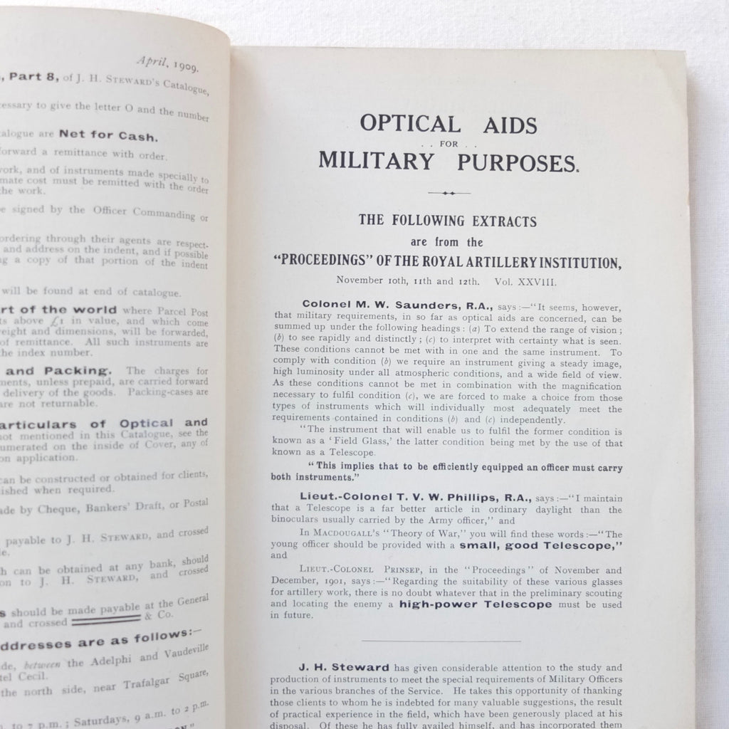 J. H. Steward Ltd | Military Instruments Catalogue (1909) – Compass Library