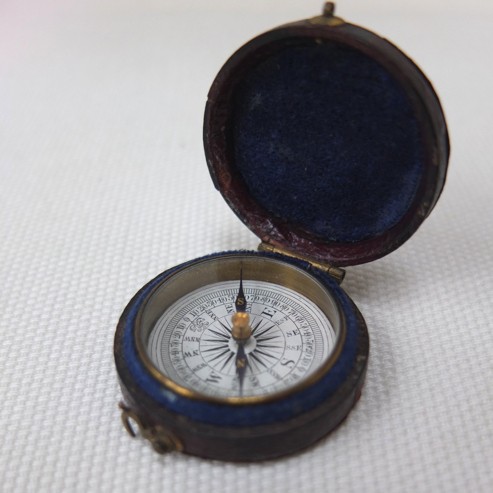 Victorian Pocket Compass with Morocco Leather Case 1860 – Compass Library