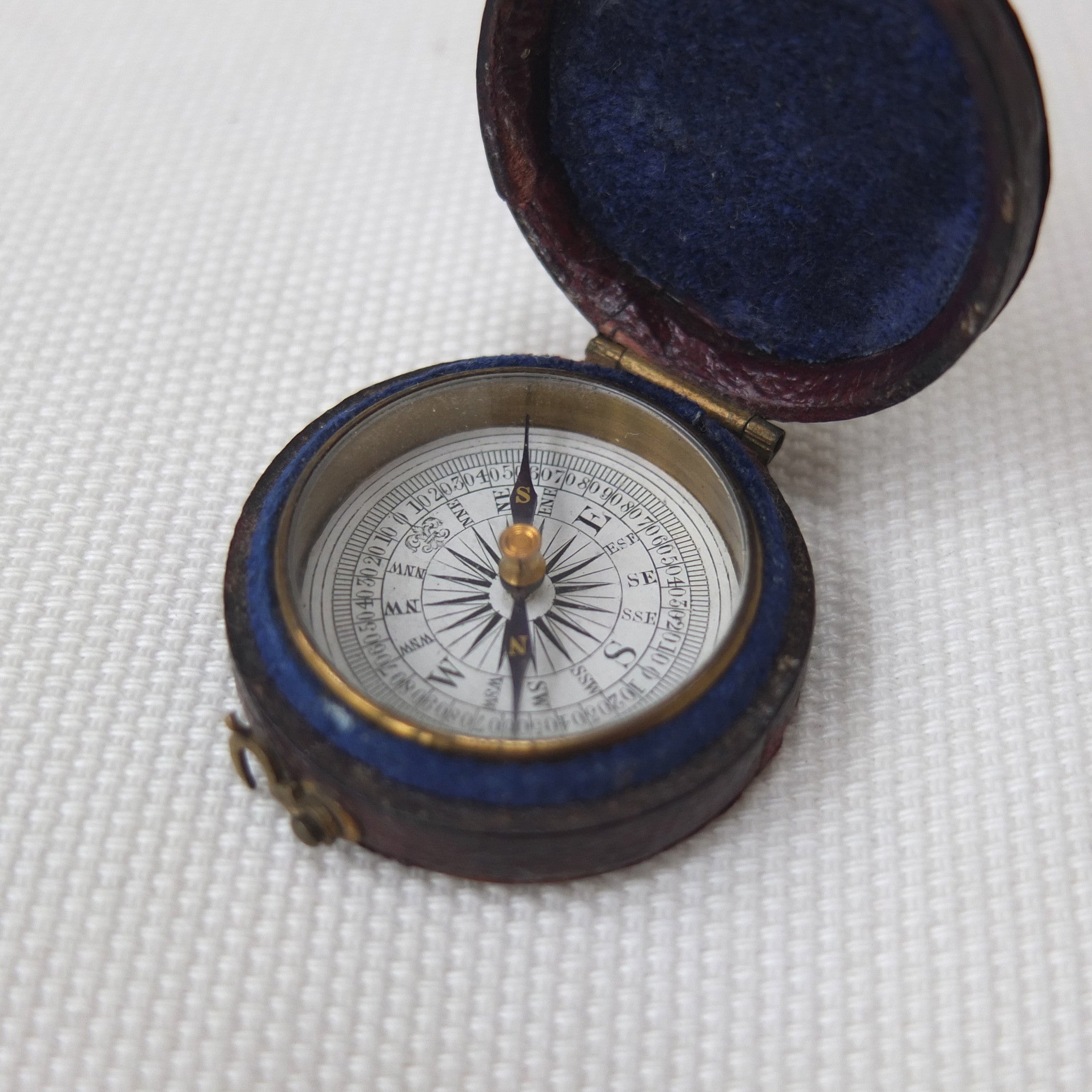 Victorian Pocket Compass with Morocco Leather Case 1860 – Compass Library