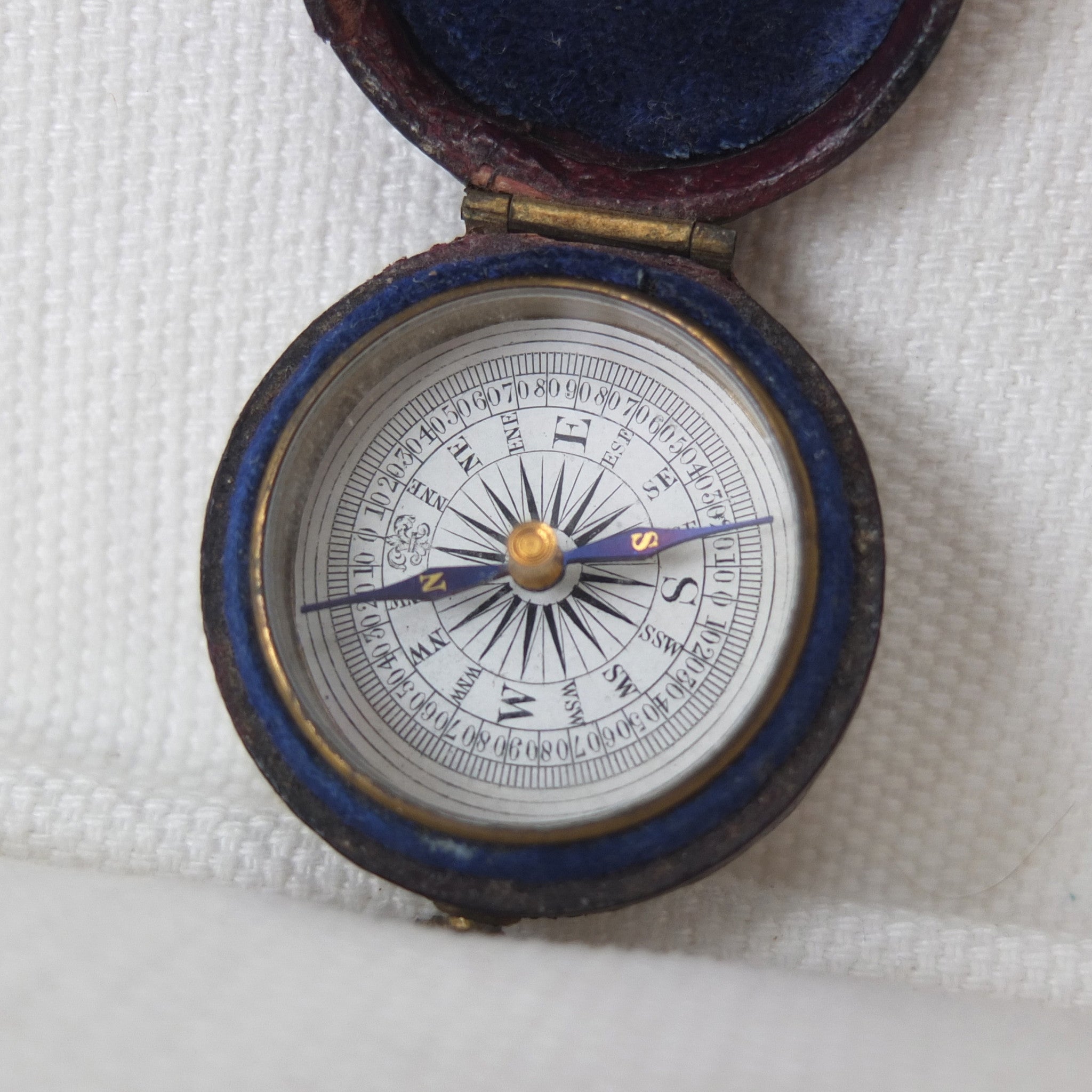 Victorian Pocket Compass with Morocco Leather Case 1860 – Compass Library