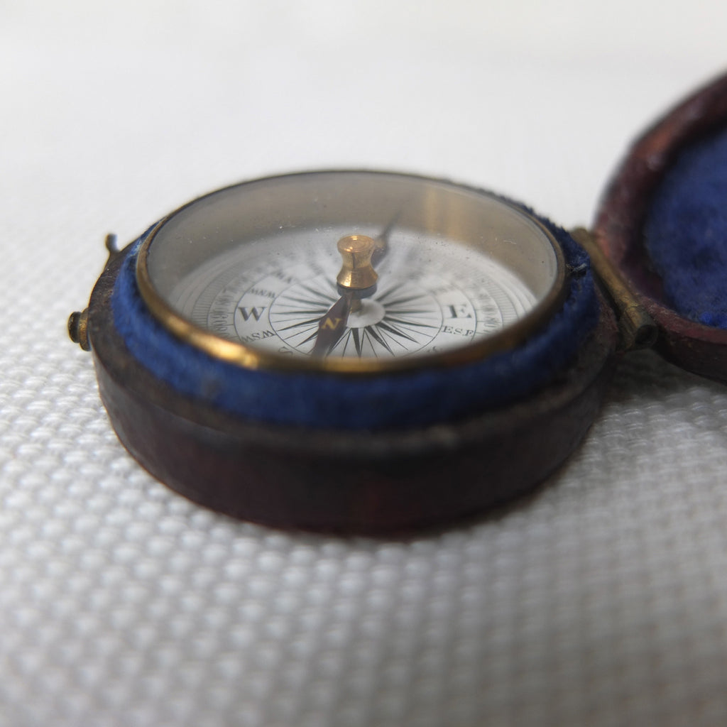 Victorian Pocket Compass with Morocco Leather Case 1860 – Compass Library