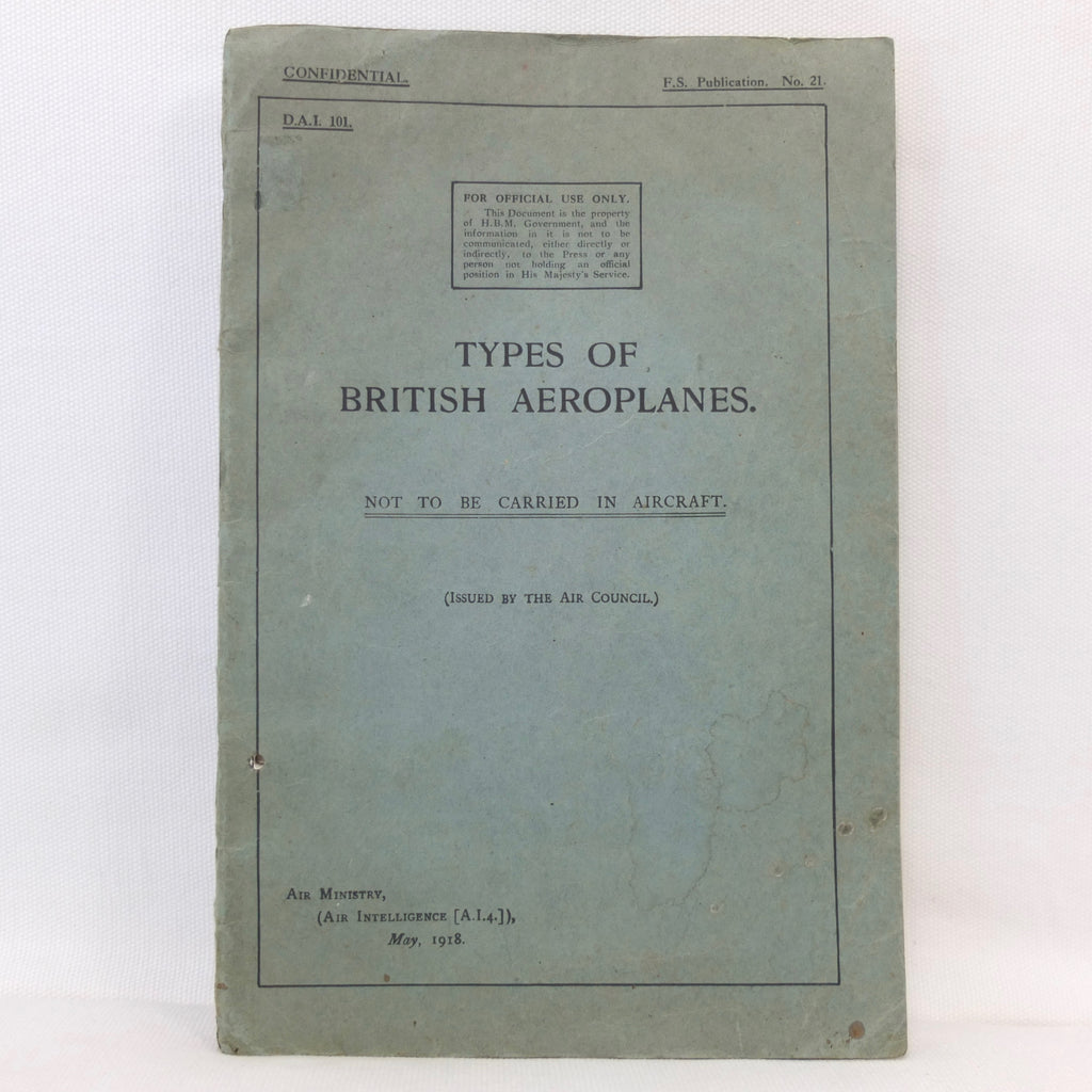 WW1 Royal Air Force recognition manual | Types of British Aeroplanes ...
